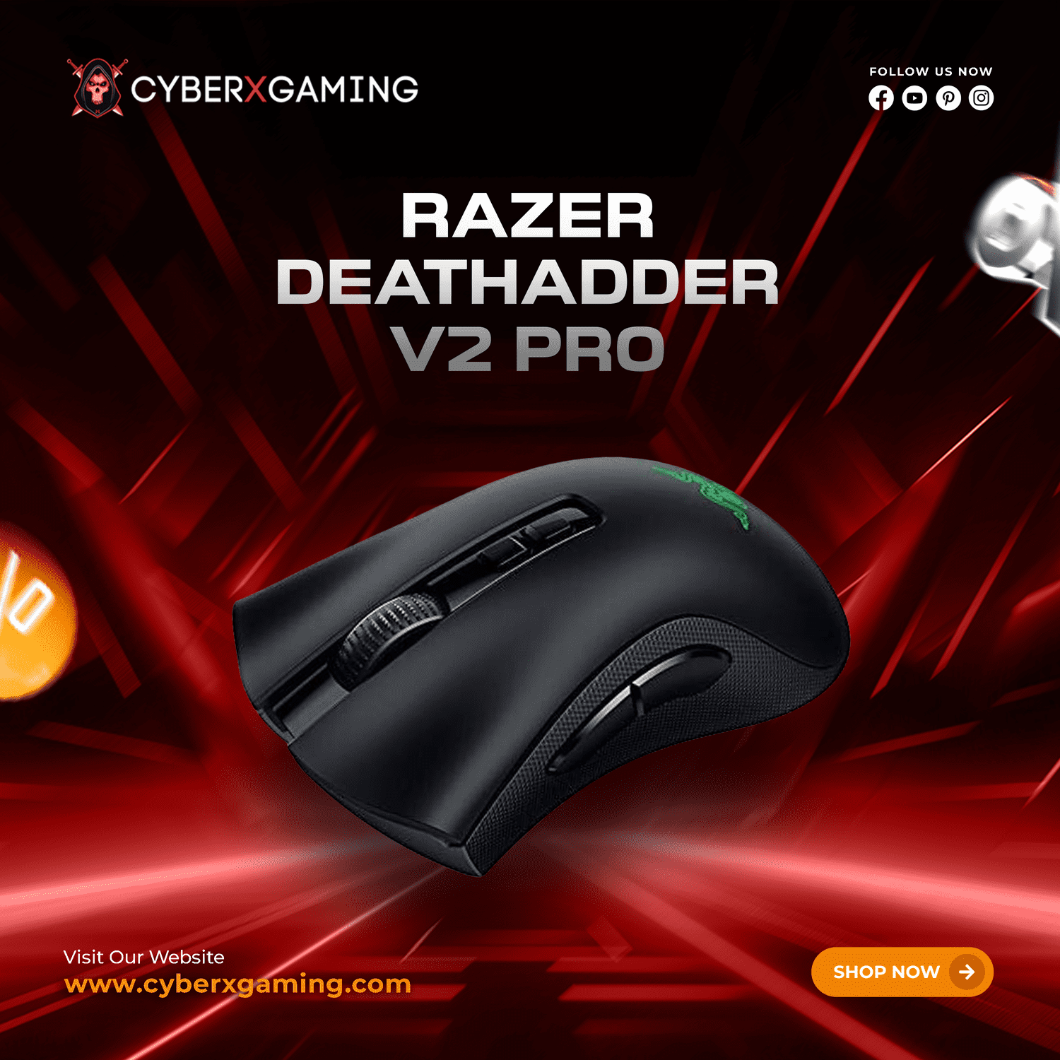 Razer Deathadder V2 Pro Ergonomic Wireless Gaming Mouse - CyberXGaming